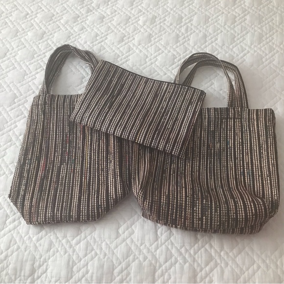 Bags | Recycled Magazine Mini Totes With Zippered Pencil Case | Poshmark